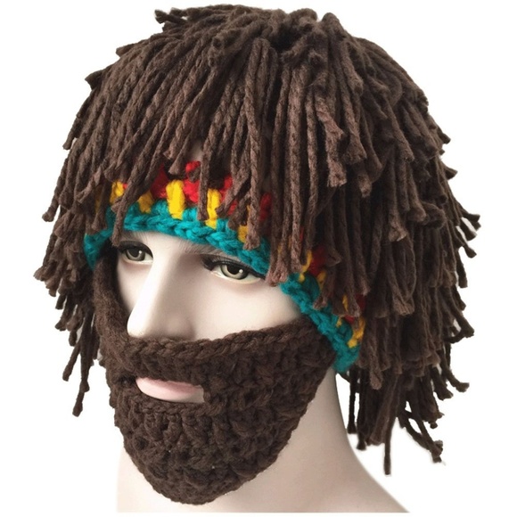 Accessories | Halloween Costume Knit Mask Wig Beard Hat | Poshmark